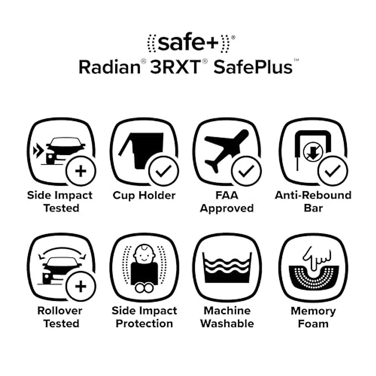 Diono Radian 3RXT SafePlus, 4-in-1 Convertible Car Seat, Rear and Forward Facing, SafePlus Engineering, 3 Stage Infant Protection, 10 Years 1 Car Seat, Slim Fit 3 Across, Purple Plum