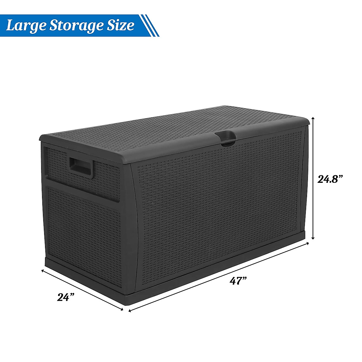 VINGLI 120 Gallon Large Deck Box Outdoor Storage Box with Lid, Plastic Patio Furniture Container Bin Rattan Grain Surface for Cushions Books Garden Tools Pool Accessories (Grey)