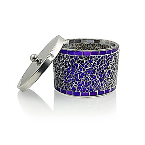 LushAccents Bathroom Accessory Set, 4-Piece Decorative Glass Bathroom Accessories Set, Soap Dispenser, Soap Tray, Jar, Toothbrush Holder, Elegant Seafoam Green Mosaic Glass