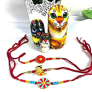 KSJONE Rakhi for Brother Rakhi for Brother and Bhabhi Send Rakhi to Usa Rakhi for Brother with gift set rakhi set rakhi gift for sister Designer Fancy Rakhi 3 Pcs