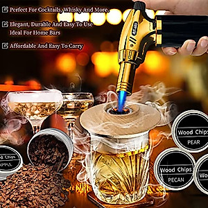 Longing Home Cocktail Smoker Kit, Whiskey Smoker Kit with 6 Kind Wood Chips, Bourbon Smoker Kit, Smoked Old Fashioned Kit, Gift For Father,Husband and Boyfriend (No Butane)