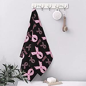 PAMIBERBI Custom Hand Towel with Name Personalized Pink Breast Cancer Ribbon Towel Microfiber Soft Face Towels Highly Absorbent Washcloths Hotel Bathroom Shower Spa Swim Fingertip Towels 27.5 x 16 in