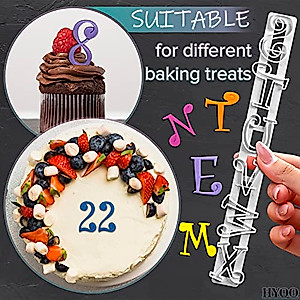 Alphabet Stamps Cake Decorating Set - Number Cookie Cutters Alphabet Fondant Cake Decorating White Letter Stamps for Kids - Decorating Paste and Fondant Stamps DIY Stencil Cutter Mold Letters Stamps