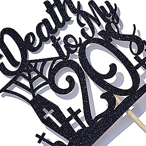 Black Glitter Death to My 20’s Cake Topper, Rip Twenties/Cheers to 30 Years/Happy 30th Birthday, Death to My Youth 30th Birthday Party Decorations