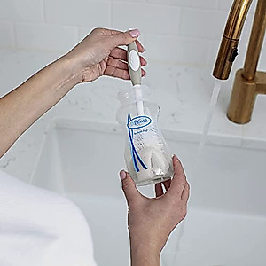 Dr. Brown’s Wide-Neck Baby Bottles 5 oz/150 mL, 4 Pack, with Travel Formula Dispenser, Formula Mixing Pitcher, and Reusable Sponge Baby Bottle Cleaning Brush, Grey