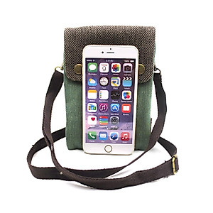 Cute Small Mini Double Pockets Crossbody Shoulder Messenger Bag Cell Phone Pouch Travel Purse Wallet Green