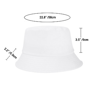 Unisex Bucket Hat for Women Men, Packable Cotton Sun Hat Plain Colors 4 Pack (4 Pack White)