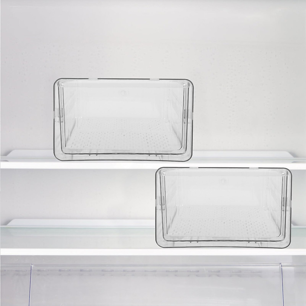 Angoily Refrigerator Storage Box Stackable Storage Drawers Refrigerator Storage Bin Drawer Refrigerator Organizer Bin Drawer Stackable Storage Bin Drawer Superimposed Crisper Plastic