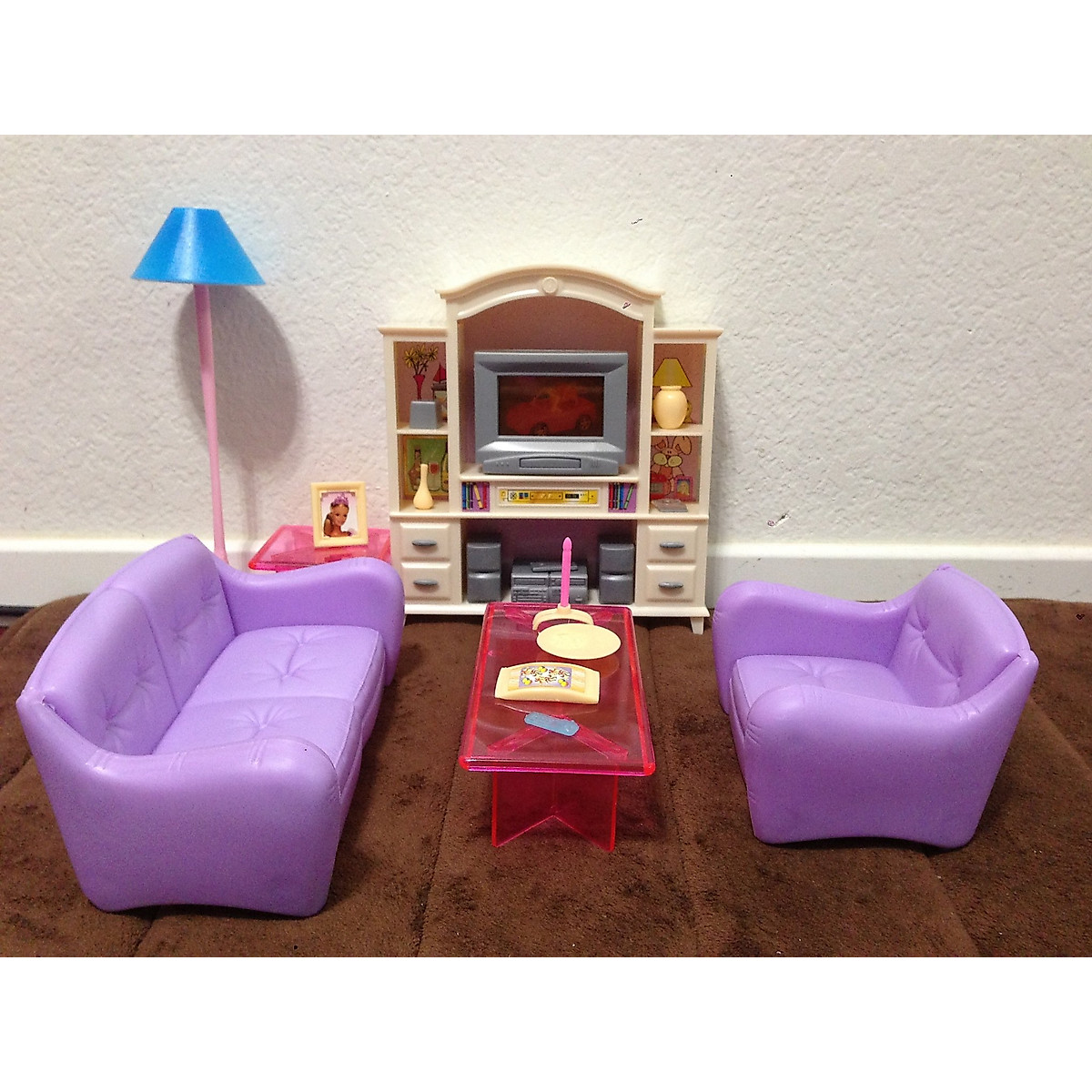 My Fancy Life 24012 Dollhouse Furniture, Living Room with TV/DVD Set and Show Case Play Set