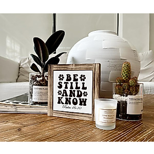 Christian Sign, Box Wood Plaques Desk Décor, Box Signs with Quotes, Tabletop Decor, Religious Home Decor, Bible Verse and Encouragement Spiritual Gifts, Be Still and Know Sign - Psalm 46:10