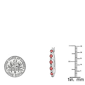 Dazzlingrock Collection Sterling Silver Round Ruby & White Diamond Ladies Fine Hoop Earrings