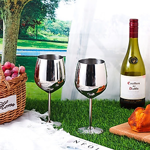 12 Pcs 18oz Stainless Steel Wine Glasses Metal Unbreakable Wine Glass Portable Steel Wine Glass Stainless Steel Wine Goblets Stemmed Silver Metal Wine Glasses for Wedding Anniversary Events Party