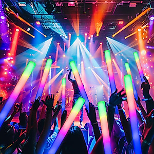 55 Pack led foam glow sticks bulk,white foam glow sticks for adults wedding，wedding glow sticks for reception props，light up foam sticks，light sticks for parties bulk，party light sticks pack.
