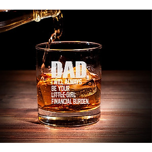 NeeNoNex Dad I'll Always Be Your Little Girl Financial Burden Whiskey Glass - Funny Birthday Fathers Day Gift for Dad