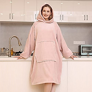 CozyLeep Wearable Blanket Hoodie - Oversized Long Snuggle Blanket Sweatshirt for Adult Teens Women Men Birthday Idea Gifts, Pink