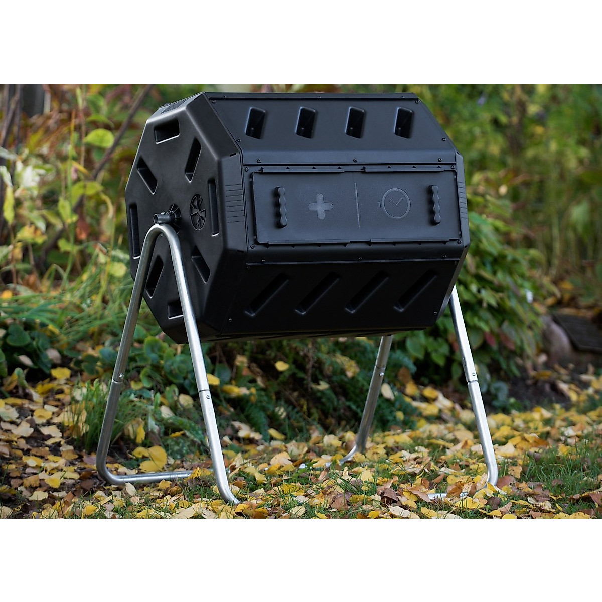 FCMP Outdoor IM4000 Dual Chamber Tumbling Composter + GREEN PIG Compost Accelerator