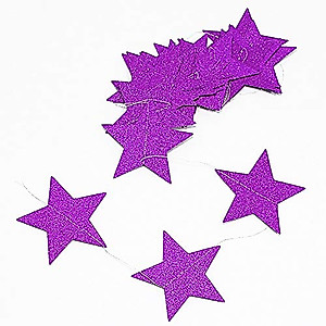 Lacheln Star Party Decorations Birthday Baby Shower Christmas Hanging Paper Garland (Glitter Purple,26 Feet)