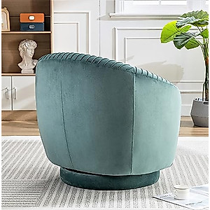 Container Furniture Direct Modern Barrel Swivel Chair with Plush Velvet Upholstery and Smooth 360° Rotation, Round Accent One-Seater Sofa for Living Room, Bedroom and Office, Mint Green