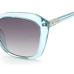 Fossil Women's Female Sunglass Style FOS 3116/S Rectangular, Crystal Teal/Gray Shaded, 54mm, 17mm