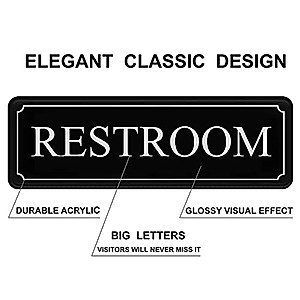 Restroom Sign for Office Door Wall – Bathroom Signs for Home and Business - Water Closet Sign Black White Sticker 9×3 in - Easy Installation Without Any Tools - Quality Guaranteed by MolnijaPro