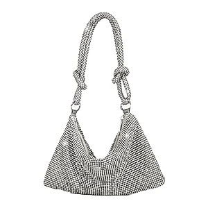 Women Rhinestone Purse Sparkly Hobo Bag Crystal Clutch Purses Shiny Handbag Shoulder Bags for Party Evening Prom Wedding
