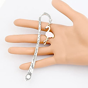 bobauna Enamel Flamingo Themed Bookmark Flamingo Bird Lover Jewelry Gift for Book Lover (Flamingo Bookmark)