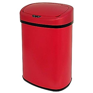 HGS Kitchen Automatic Trash Can 13 Gallons Garbage Cans Waste Bin with Lid Automatic Garbage Bin Touchless Stainless Steel Sensor Trash Can for Home Office Living Room Bedroom, Red