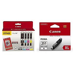 Canon PGI-250/CLI-251 Ink and CLI-251XL Gray Ink with Photo Paper