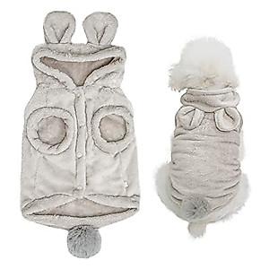 MESHEEN Dog Sweaters for Small Dogs Made of Skin Friendly Soft Double Face Fleece Keep Your Pet Cozy, Adorable Puppy Coat Use Cute Bear Ears Hooded Design…