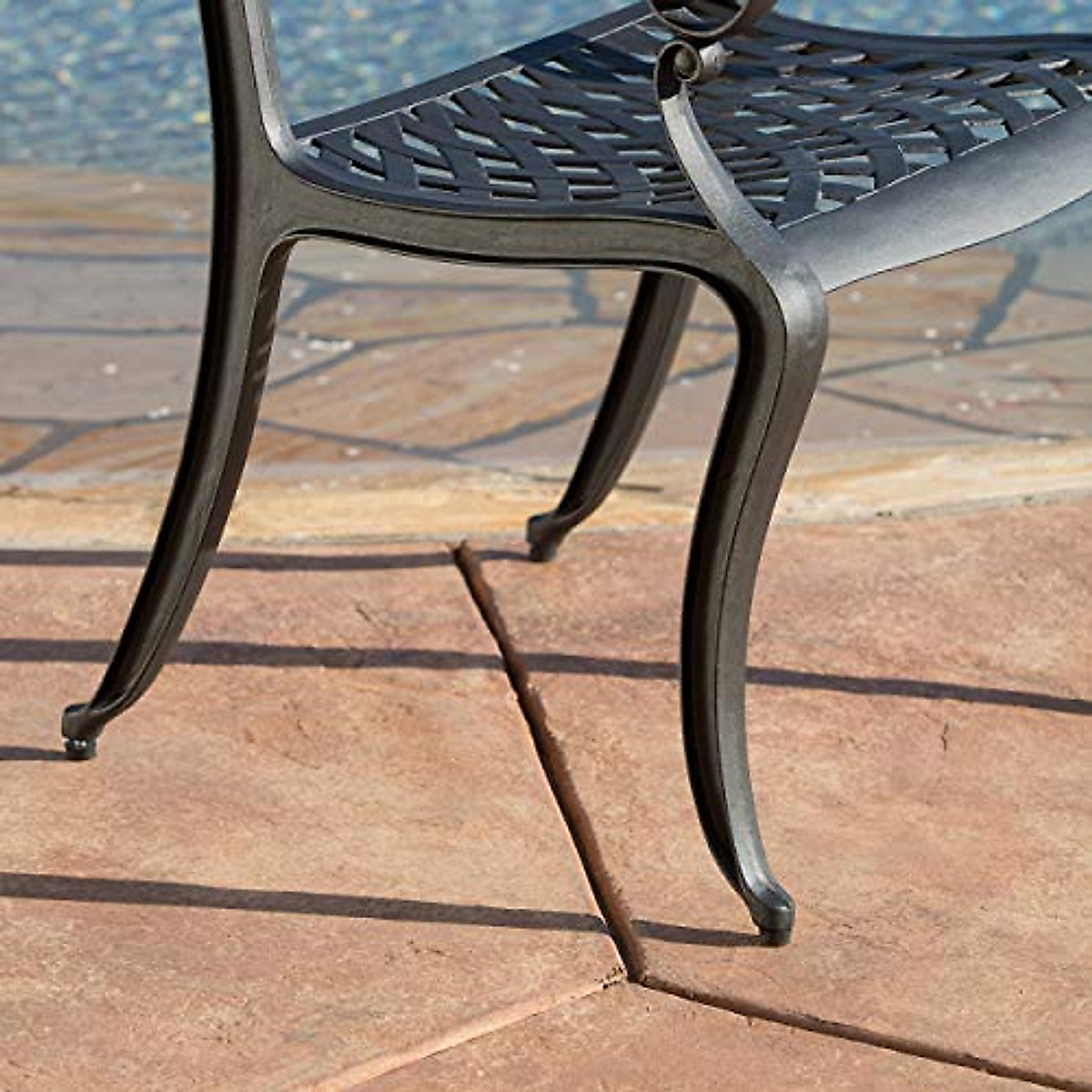 Christopher Knight Home Hallandale Outdoor Cast Aluminum Chairs, 2-Pcs Set, Antique Matte Black