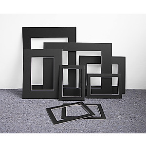 Golden State Art, Pack of 5 Acid Free Bevel Cut 4-Ply Thickness White Core Picture Mats for Photos (Black, 8x10 for 4x6 Photo)