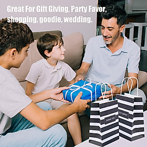 Ronvir 50pcs Thank You Paper Bags - 5.25x3.25x8 Inches Small Black And White Gift Bags For Party Favor, Business, Wedding, Birthday, Shopping