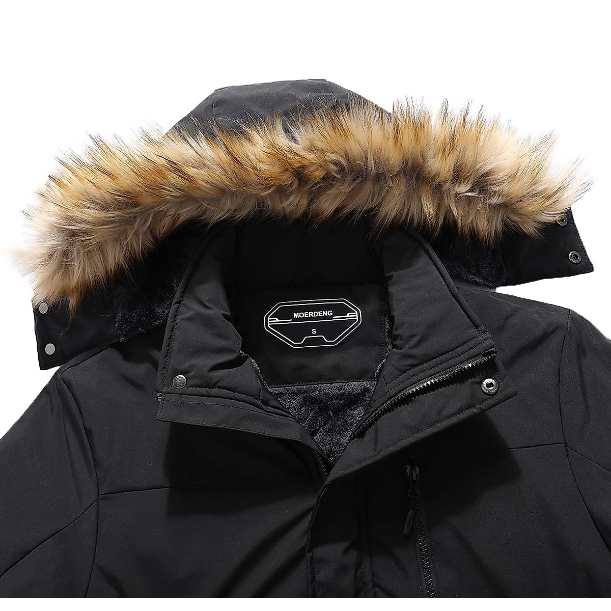 MOERDENG Men's Winter Snow Coat Warm Ski Jacket Waterproof Hooded Work Outerwear