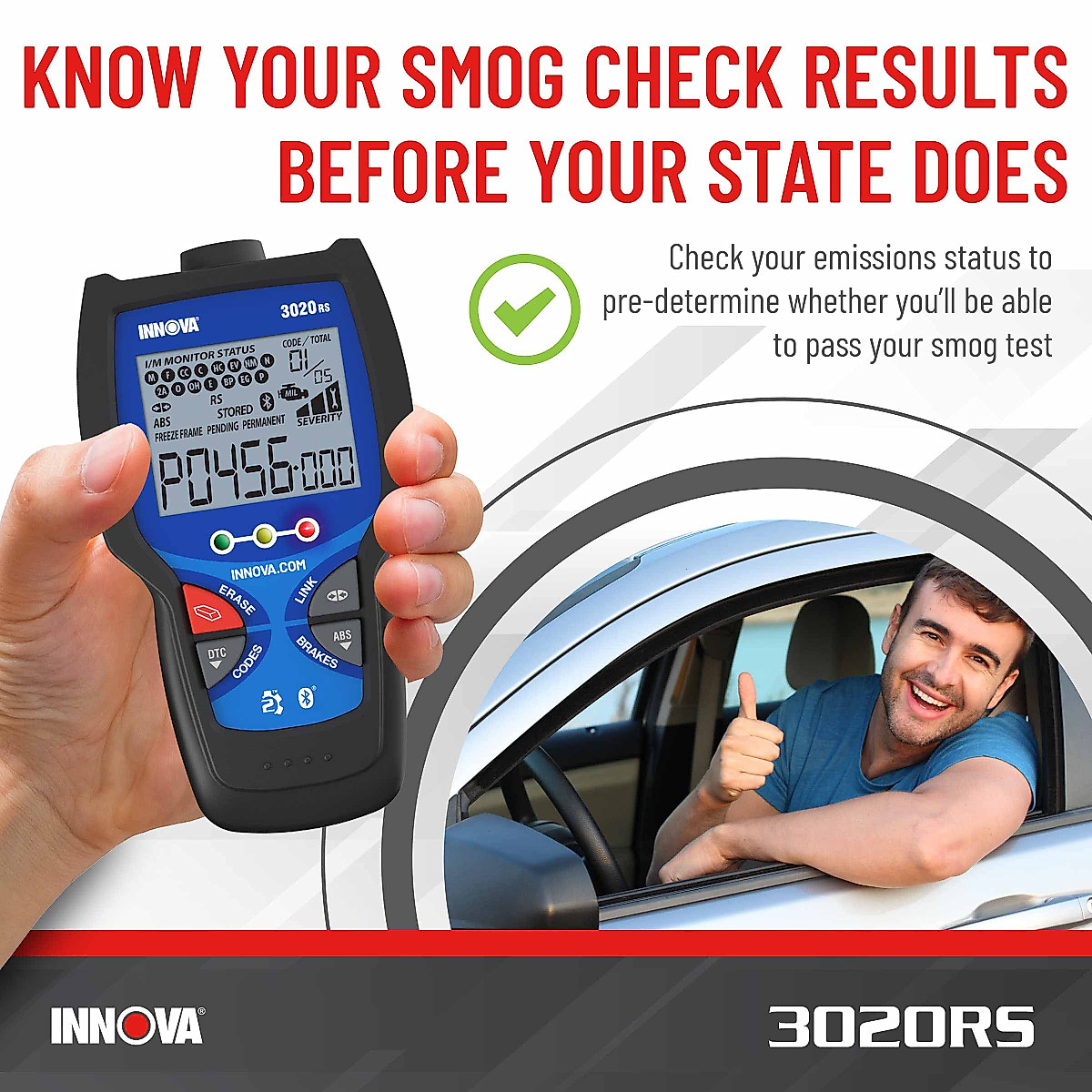 INNOVA 3020RS Fast & Easy-to-Use Check Engine Code Reader, OBD2 Scan tool for ABS Clear with Fix & Part Recommendations, Maintenance Schedules, & Free TSBs on iPhone & Android