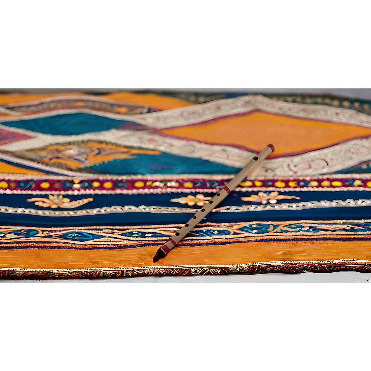 17 Inch Authentic Indian Wooden Bamboo Flute in 'A' Key Fipple Woodwind Musical Instrument Recorder Traditional Bansuri Handcrafted Novelty Decoratives & Collectibles