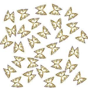 KACHIMOO Gold Butterfly Nail Charms,50 Pieces Nail Charms Nail Butterfly Charms for Acrylic Nails DIY Craft Nail Art Accessories (Gold)