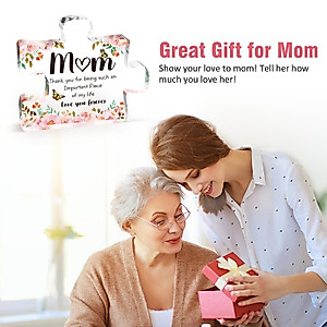 Gifts for Mom - Delicate Mom Birthday Gifts from Daughter Son - Engraved Acrylic Block Puzzle Piece 3.9 x 3.3 inch - Thanksgiving Mothers Day Birthday Gifts for Mom, Ideas