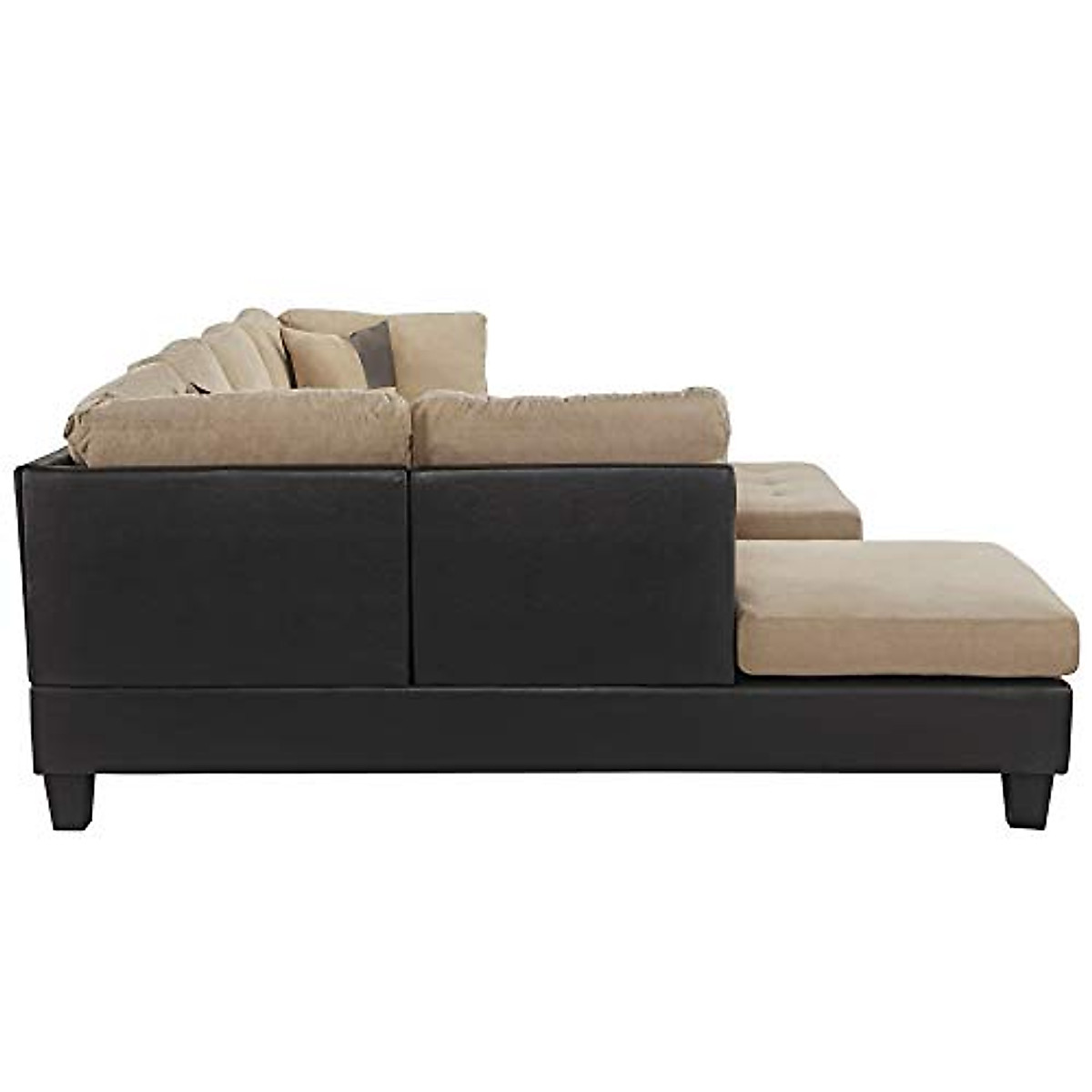 Casa AndreaMilano 3 Piece Microfiber and Faux Leather Sofa and Ottoman Set, 102" W, Large, Camel