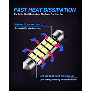 Marsauto 578 LED Bulbs Extremely Bright 400LM 2835 Chipsets for LED Interior Dome Map Door Lights Bulbs 211-2 212-2 569 6411 6451 41mm 42mm 1.65inch 6500K White (Pack of 4)