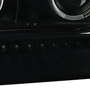 Spec-D Tuning Smoke Lens LED Halo Projector Headlights + LED Bumper Lights Compatible with 1999-2002 Chevy Silverado 1500/1500HD/2500/2500HD/3500 Left + Right Pair Headlamps Assembly