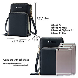 Maymooner Cell Phone Purse,Small Crossbody Bags For Women with Card Slots,Black