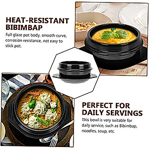 Angoily 1pc Korean Miso Soup Pot Stainless Steel Sauce Pan with Lid Stoneware Clay Portable Stove Burner Korean Dolsot Bowl Stoneware Bowl Korean Bowl Kitchen Cookwares Ceramic Kitchenware