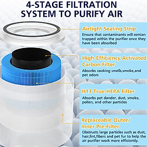 Core 300 Replacement Fi-lter Compatible with LEVOIT Core 300/300S, H13 Ture HEPA Fil-ter, Compare to Part No. Core 300-RF, 2 Pack,White