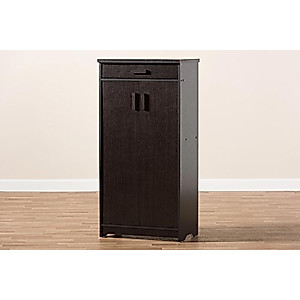 Baxton Studio Valdoise Shoe Cabinet, Wenge Dark Brown