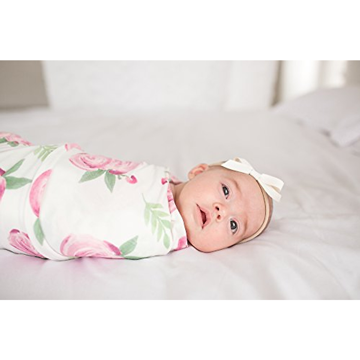 Copper Pearl Large Premium Knit Baby Swaddle Receiving Blanket Floral Grace