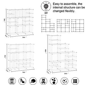 C&AHOME Wire Cube Storage, Wire Grids Organizer Unit with Large and Small Dividers, Metal C Grids Shelving, Storage Bins, Ideal for Closet Cabinet, Bedroom, Living Room, Office, Dormitory, White