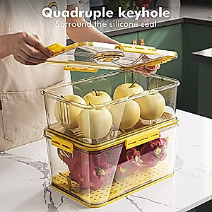 Egg box Fridge Storage Containers, Premium Refrigerator Organizer Bins with Lids Date and Time Display Stackable Freezer Organizers Fresh Lettuce Keeper Drawer Basket for Food Fruit Vegetables