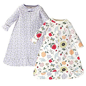 Touched by Nature Unisex Baby Organic Cotton Long-Sleeve Wearable Sleeping Bag, Sack, Blanket, Flutter Garden, 3-9 Months