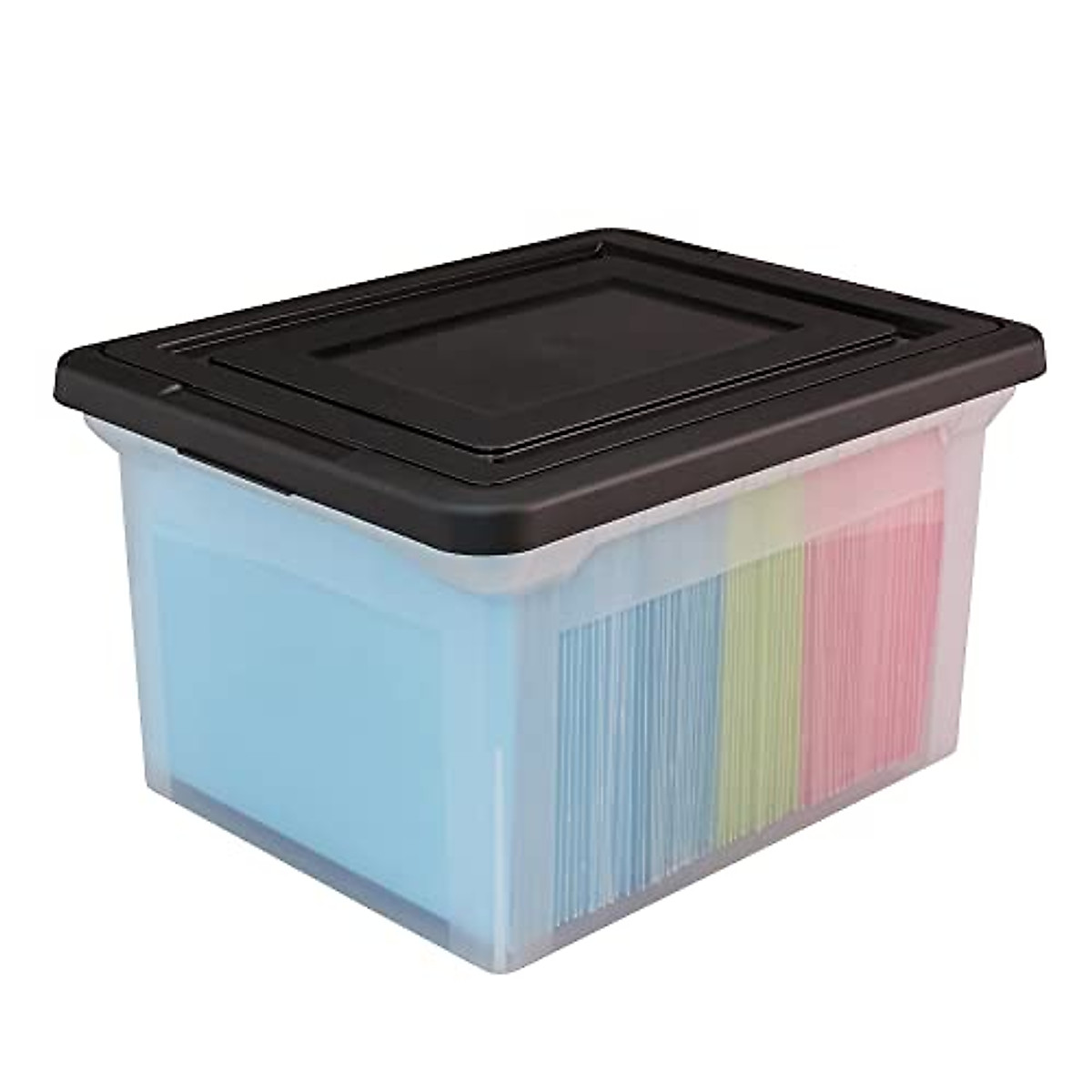 Office Depot® Brand Letter And Legal File Tote, 18"L x 14 1/4"W x 10 7/8"H, Clear/Black