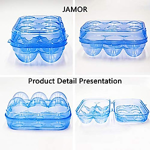 JAMOR 6 Grid Egg Storage Box Refrigerator Crisper Egg Protection Box Portable Egg Carriage Container For Camping Picnic Essential (White)